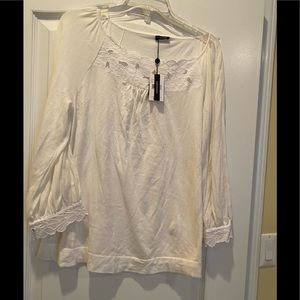 Magaschoni | Tops | Nwt Magaschoni White Long Sleeve Top With Appliqu ...